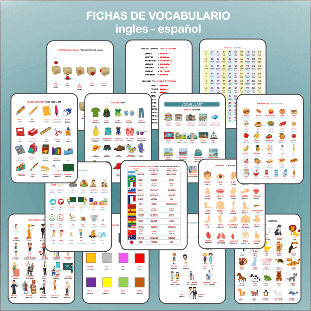FICHAS DE VOCABULARIO INGLES – ESPAÑOL - Recursos Accesibles Panambi